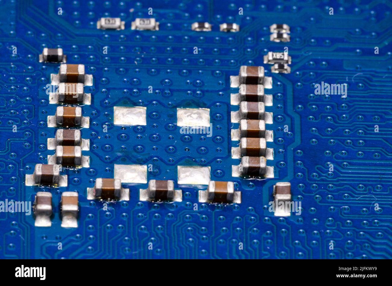 Macro Photo Of Electronic Circuit. Pcb On The Lighting Stock Photo - Alamy