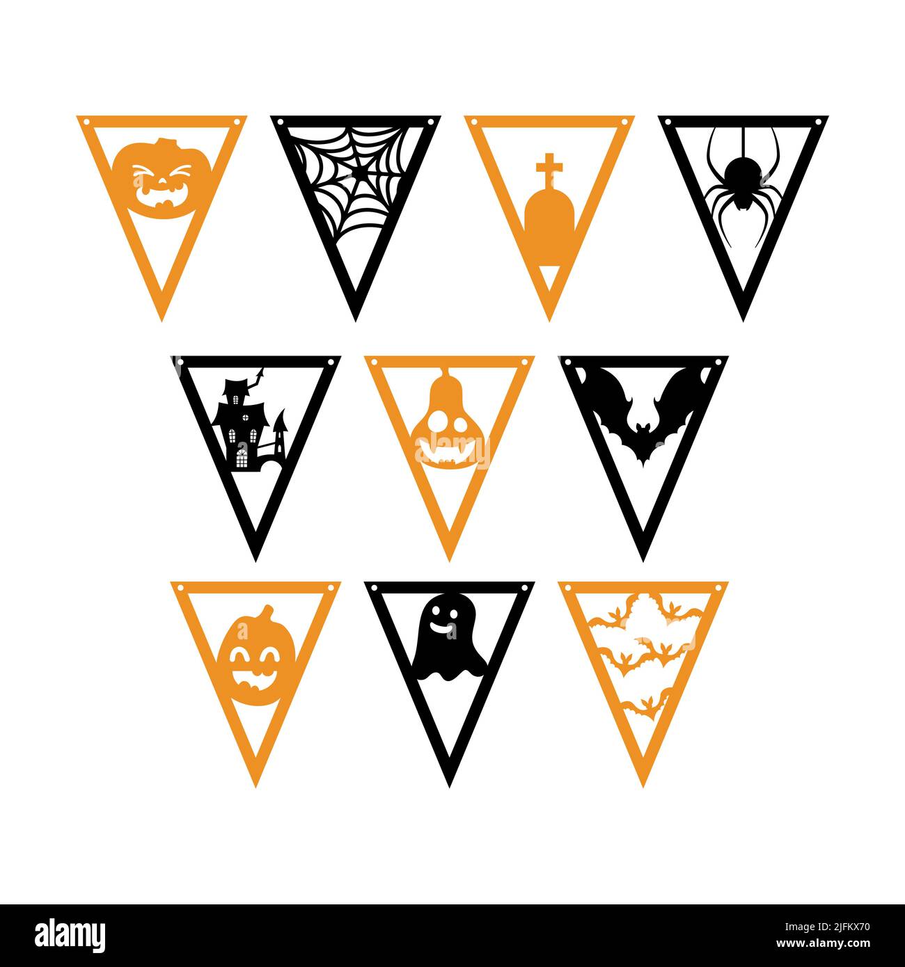 Halloween bunting banner. Set flags decoration for party, nursery wall ...
