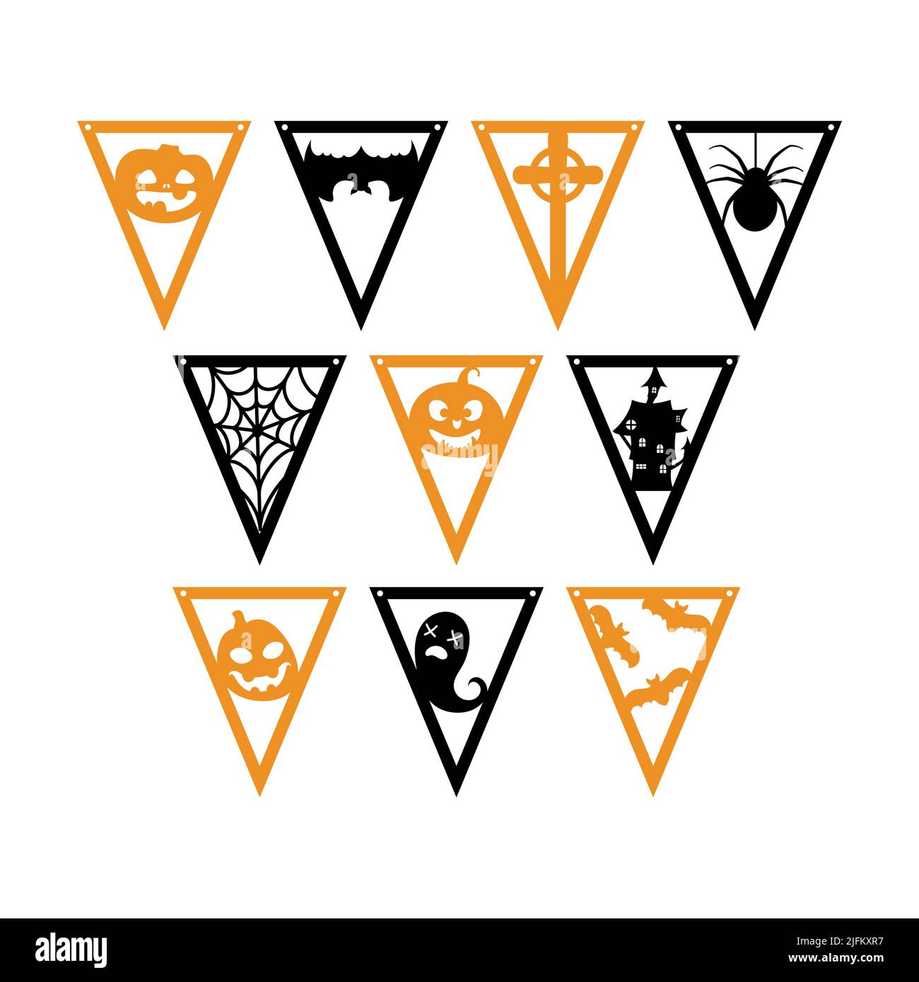 Halloween bunting banner. Set flags decoration for party, nursery wall ...