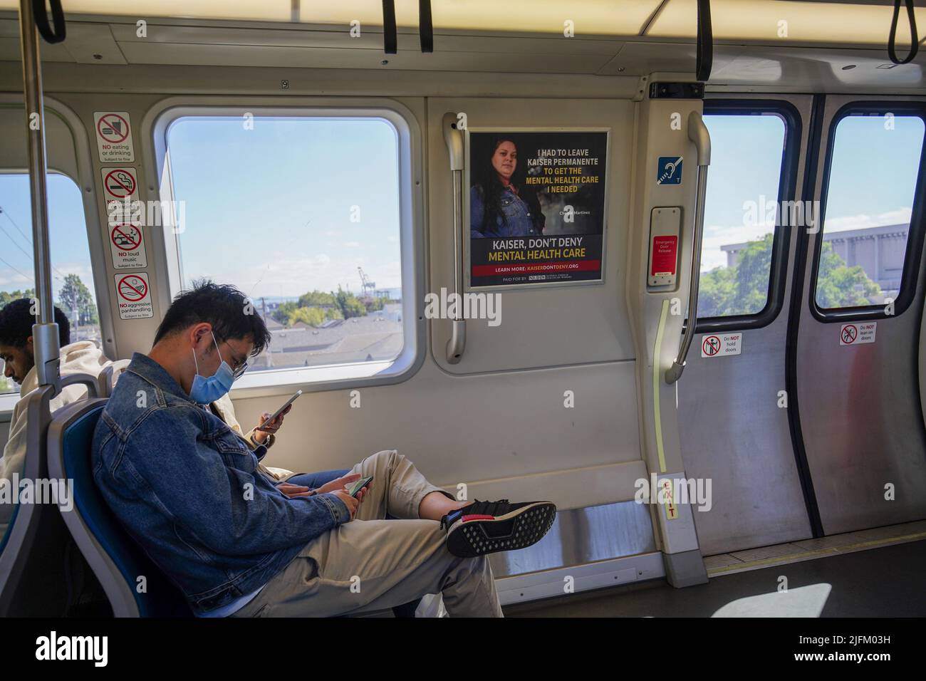 San Francisco, United States. 03rd July, 2022. People sit inside the ...
