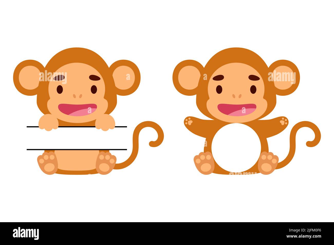 Cute little monkey split monogram. Funny cartoon character for kids t ...