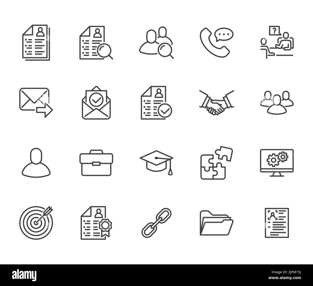 Resume flat line icons set. Hr human resources, job application ...