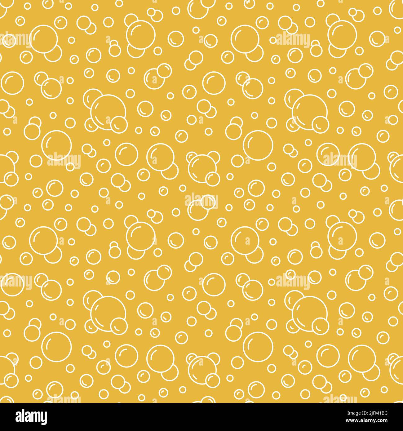 Bubbles vector seamless pattern with flat line icons. Yellow white ...