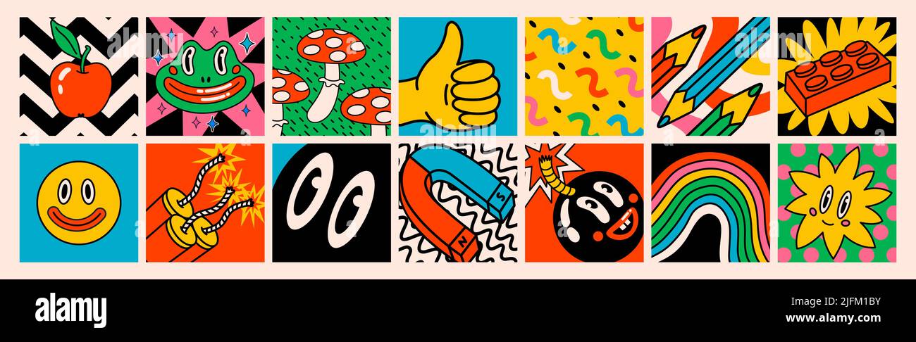 Cartoon vector Comic characters. Crazy cartoons Abstract vector ...