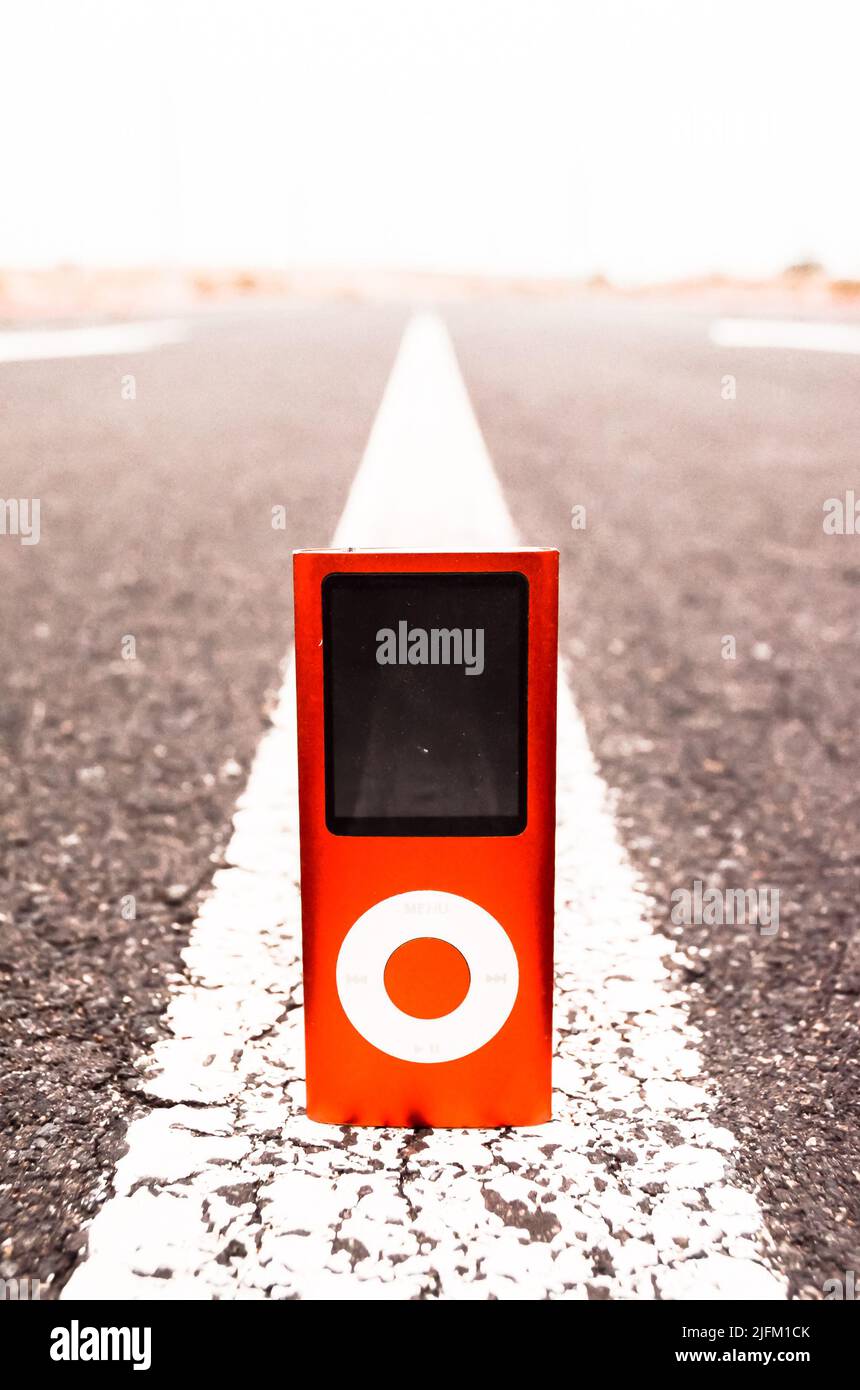 Vintage MP3 Music Player on an Asphalt Road Stock Photo - Alamy