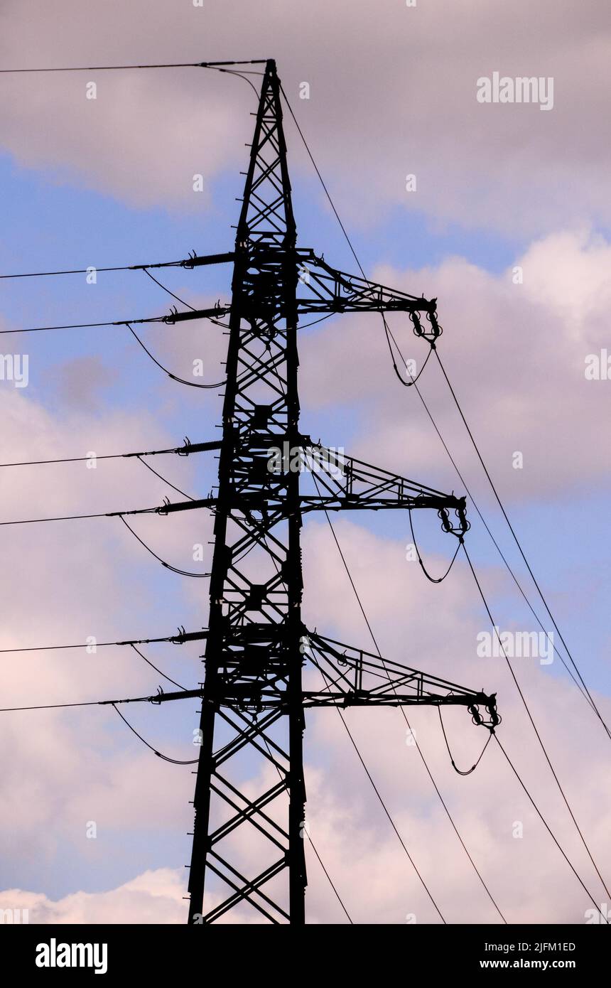 High Voltage Electric Transmission Tower Energy Pylon Stock Photo - Alamy