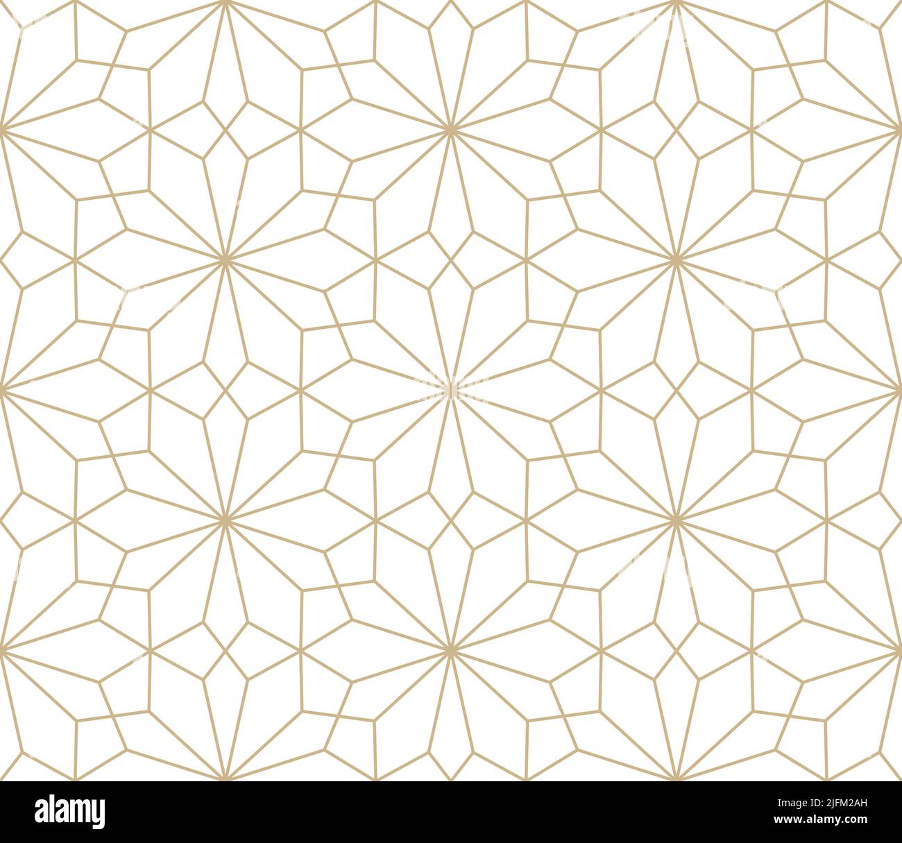 Modern simple geometric vector seamless pattern with gold flowers, line ...