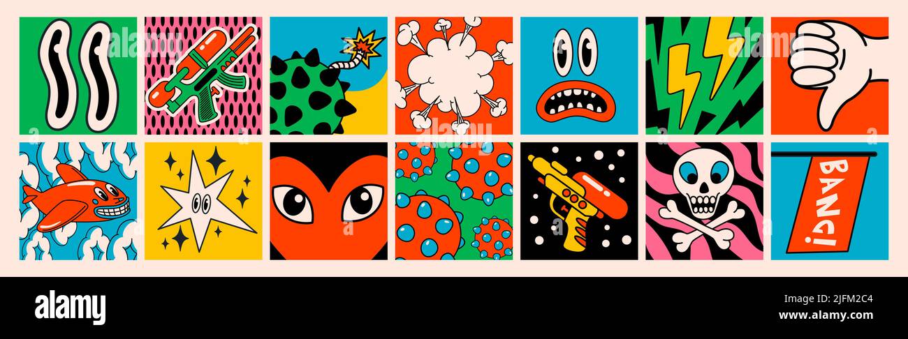 Cartoon vector Comic characters. Crazy cartoons Abstract vector ...