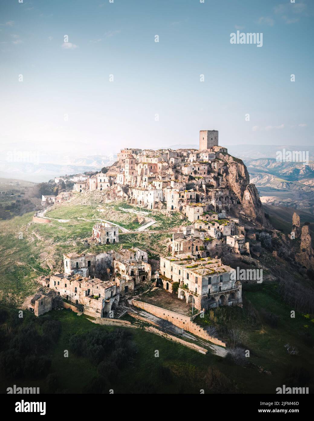 Aerial View of Craco Abandoned Ghost Town Italy Stock Photo - Alamy