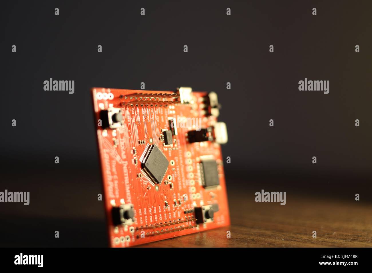 a surface mounted semiconductor chip on a microcontroller PCB Stock ...