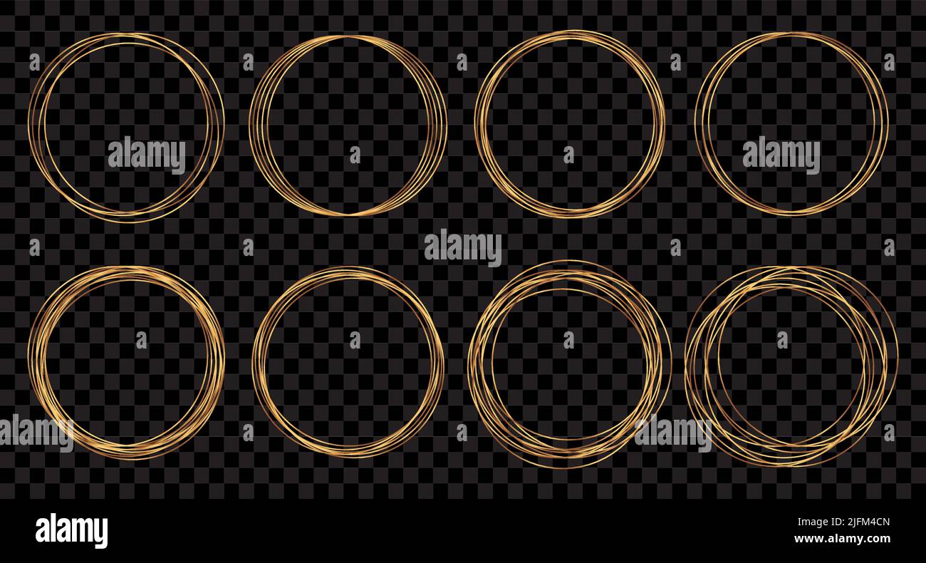 Set of gold circle shape. Label, logo design element, frame. Abstract ...