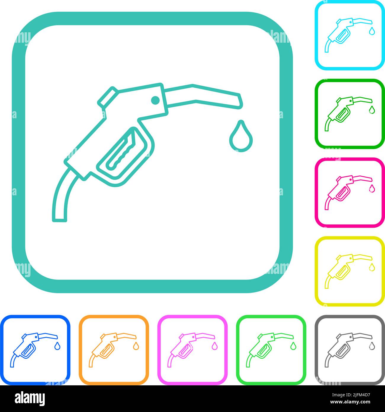 Gasoline pump fuel nozzle outline vivid colored flat icons in curved ...