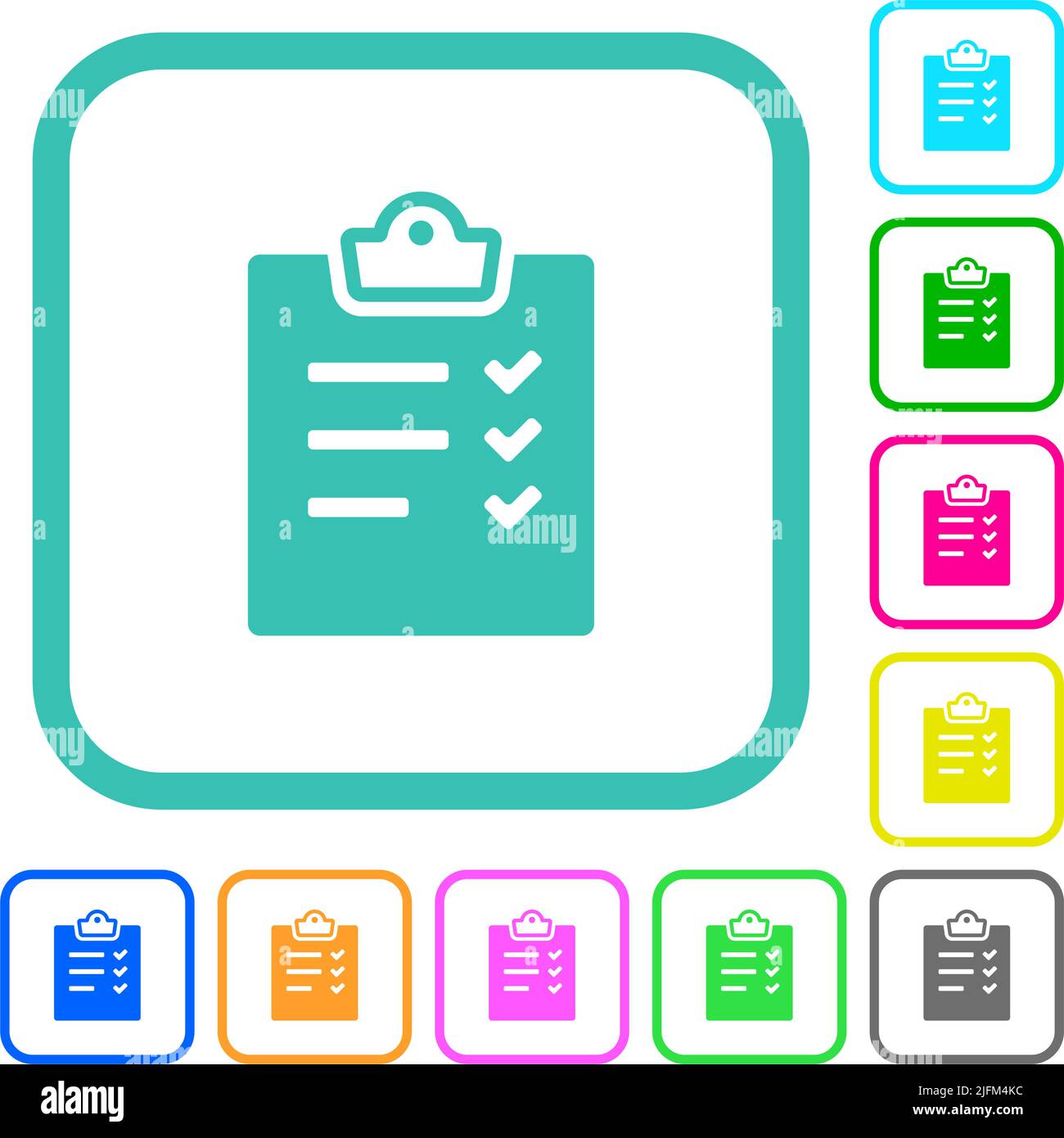 Task list alternate vivid colored flat icons in curved borders on white ...