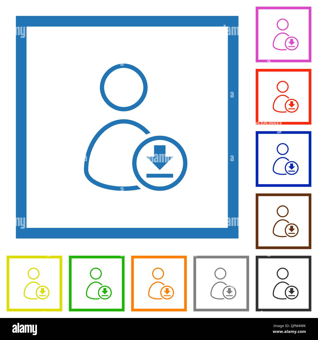 Download user account outline flat color icons in square frames on ...