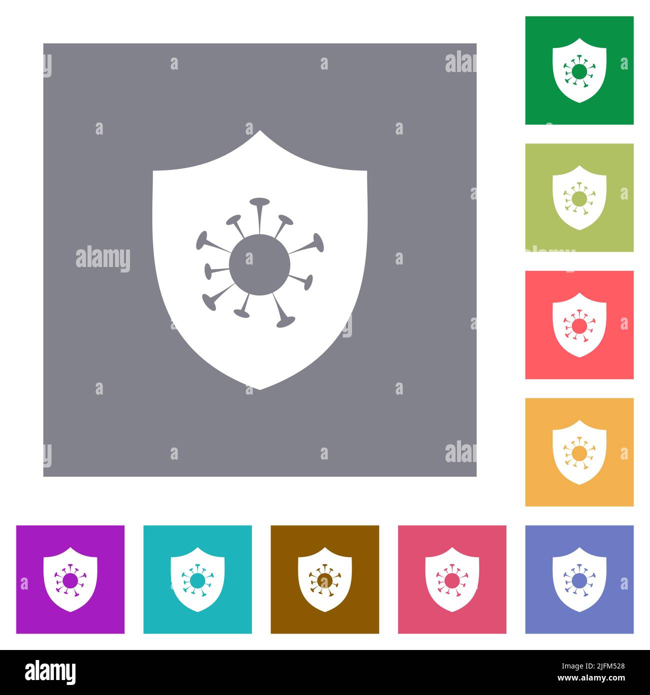 Covid protection flat icons on simple color square backgrounds Stock ...