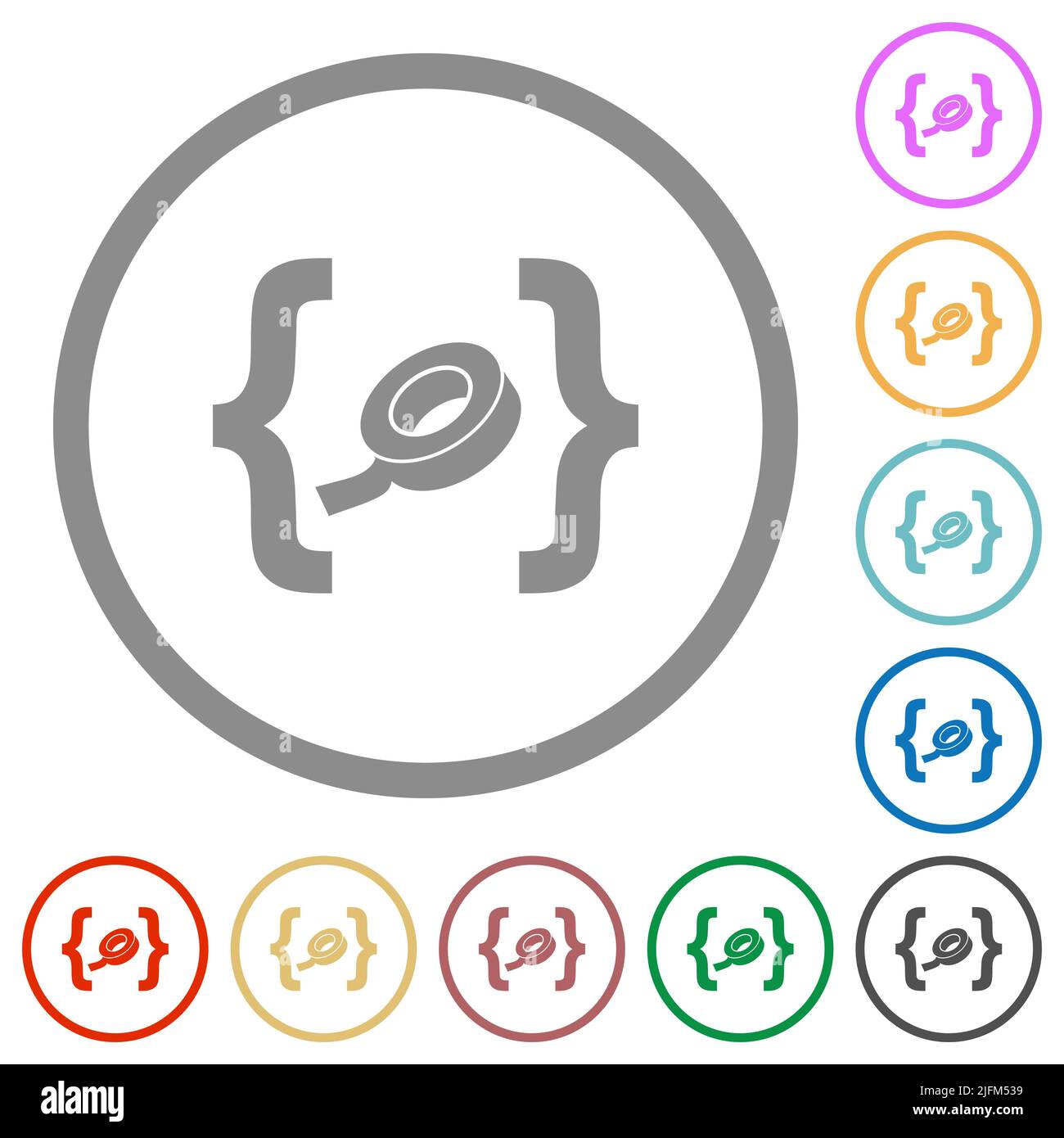 Software patch flat color icons in round outlines on white background ...