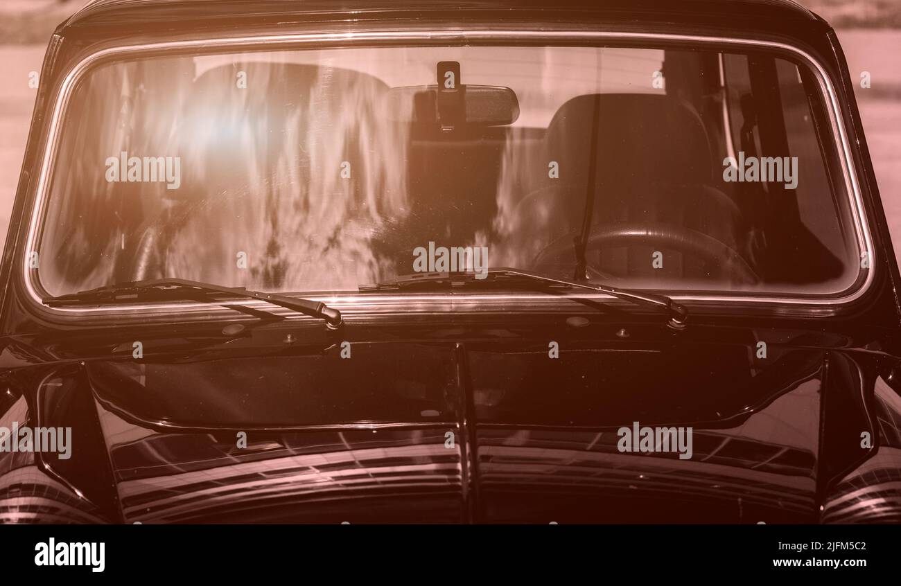 automobile windshield. old vintage car. front view Stock Photo - Alamy