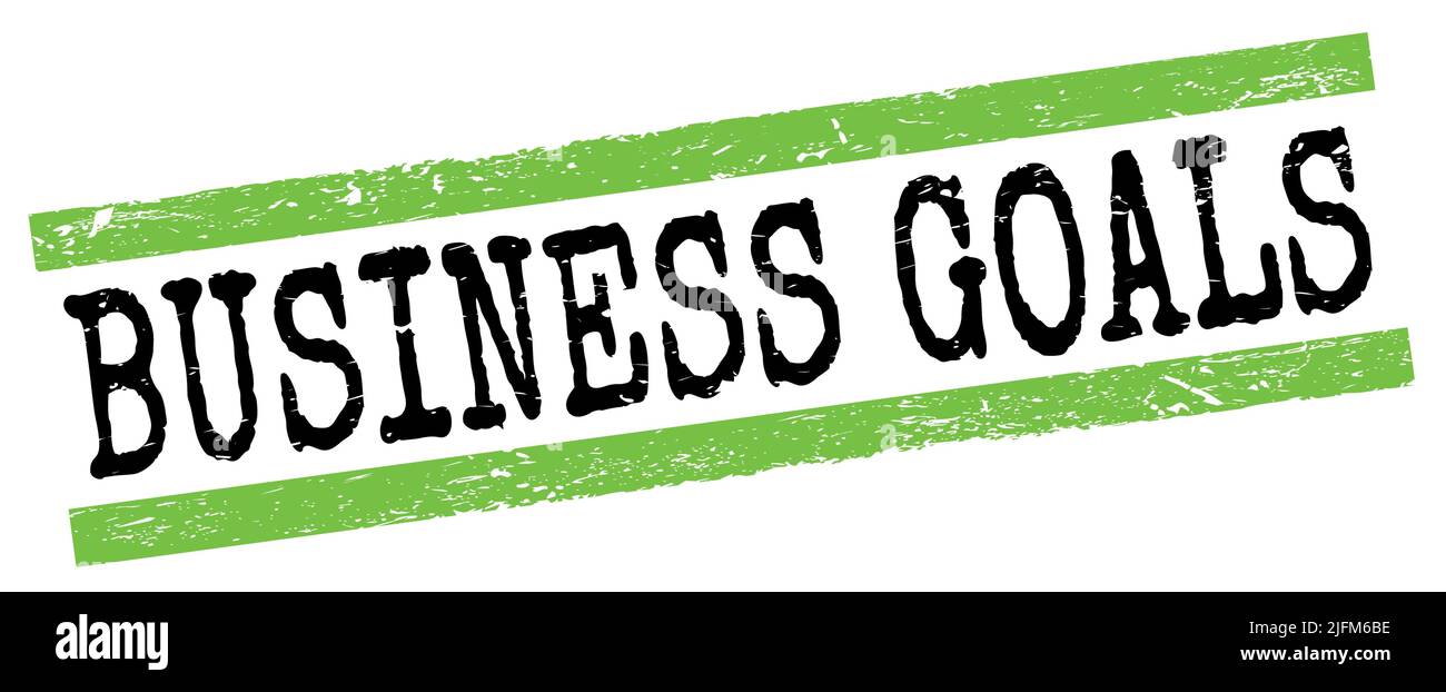 BUSINESS GOALS text written on green-black grungy lines stamp sign ...