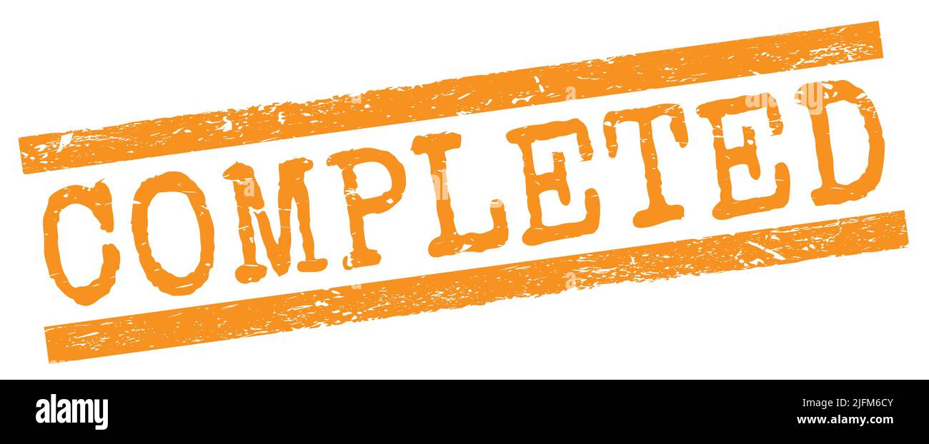 COMPLETED text written on orange grungy lines stamp sign Stock Photo ...