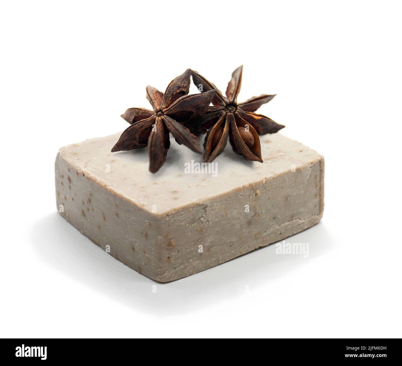 Natural handmade anise star soap on white background Stock Photo - Alamy