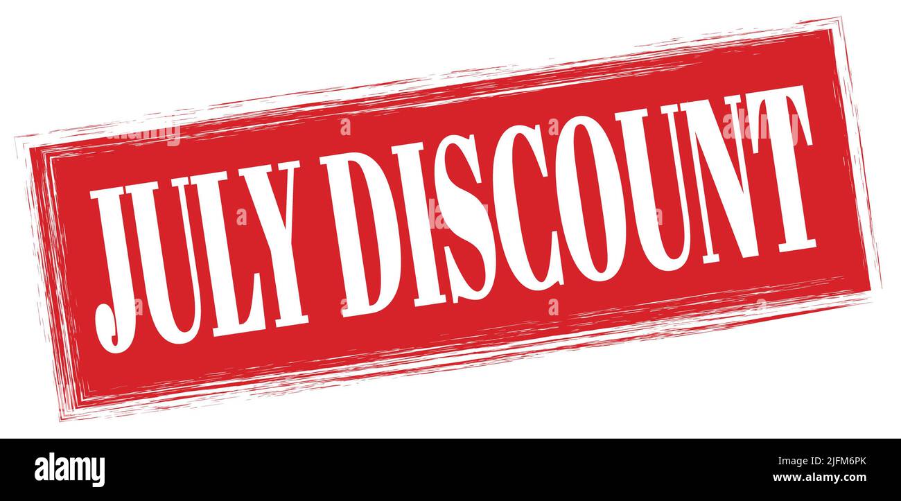JULY DISCOUNT text written on red rectangle stamp sign Stock Photo - Alamy
