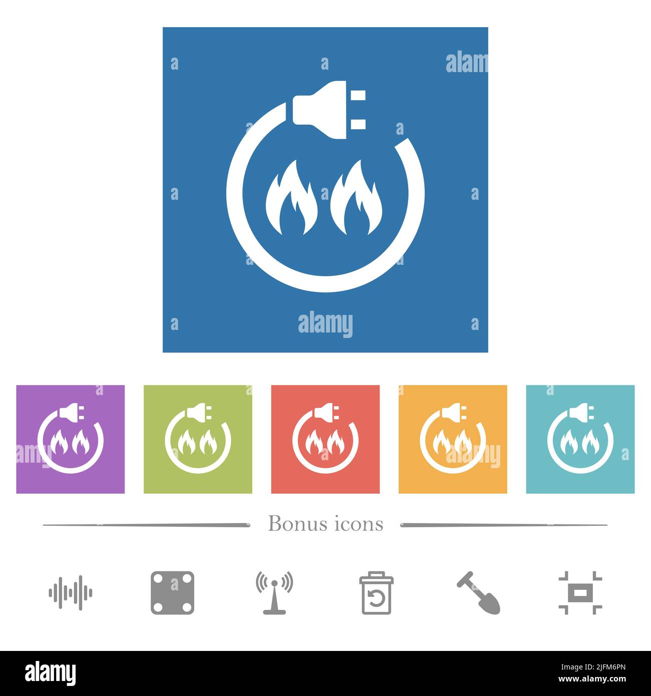 Gas energy flat white icons in square backgrounds. 6 bonus icons ...