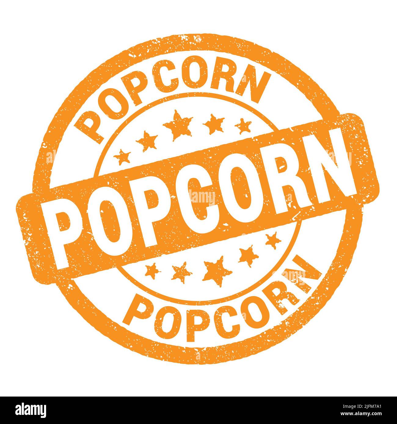 POPCORN text written on orange grungy stamp sign Stock Photo - Alamy
