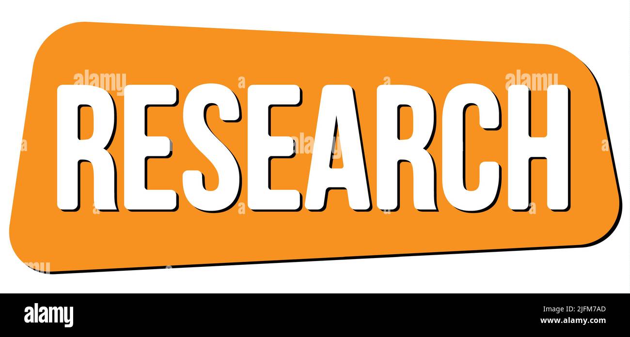 RESEARCH text written on orange trapeze stamp sign Stock Photo - Alamy