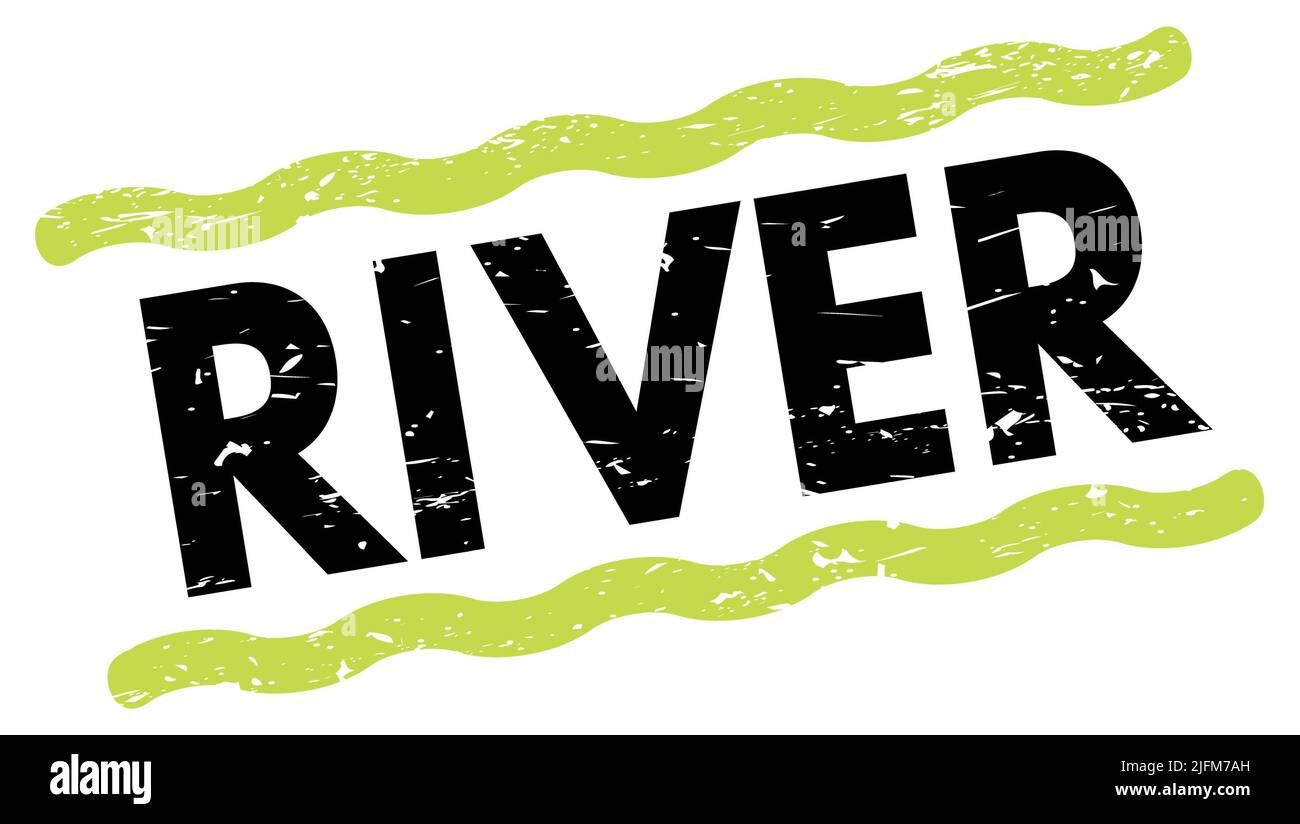 RIVER text written on green-black lines stamp sign Stock Photo - Alamy