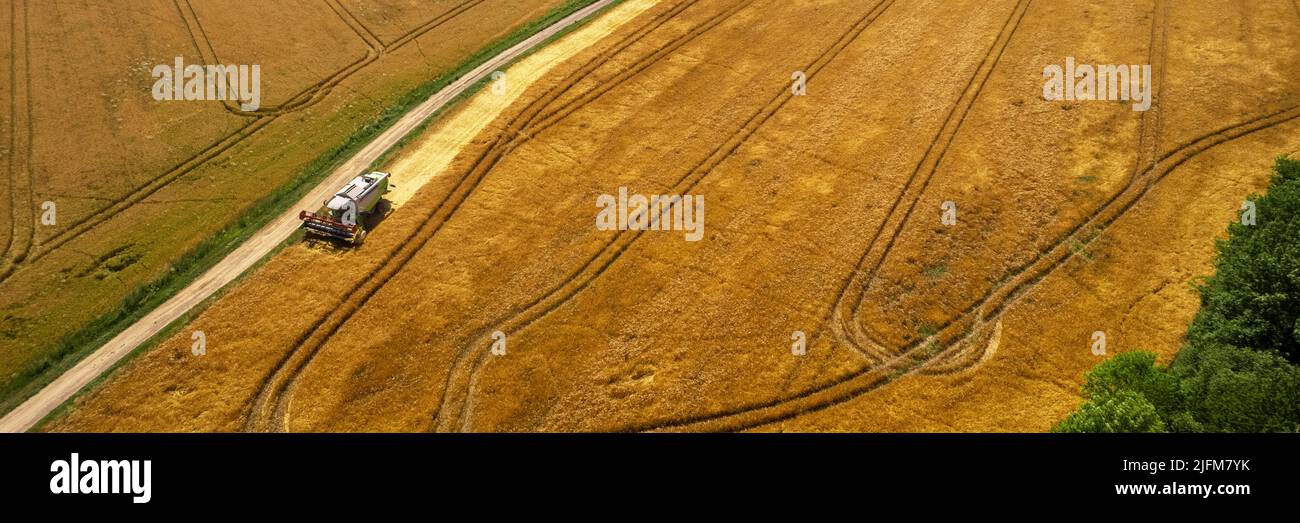 Wheat shortage, high trading prices, stockpiling. Aerial view of a ...