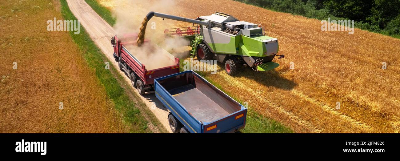Wheat shortage, high trading prices, stockpiling. Aerial view of a ...