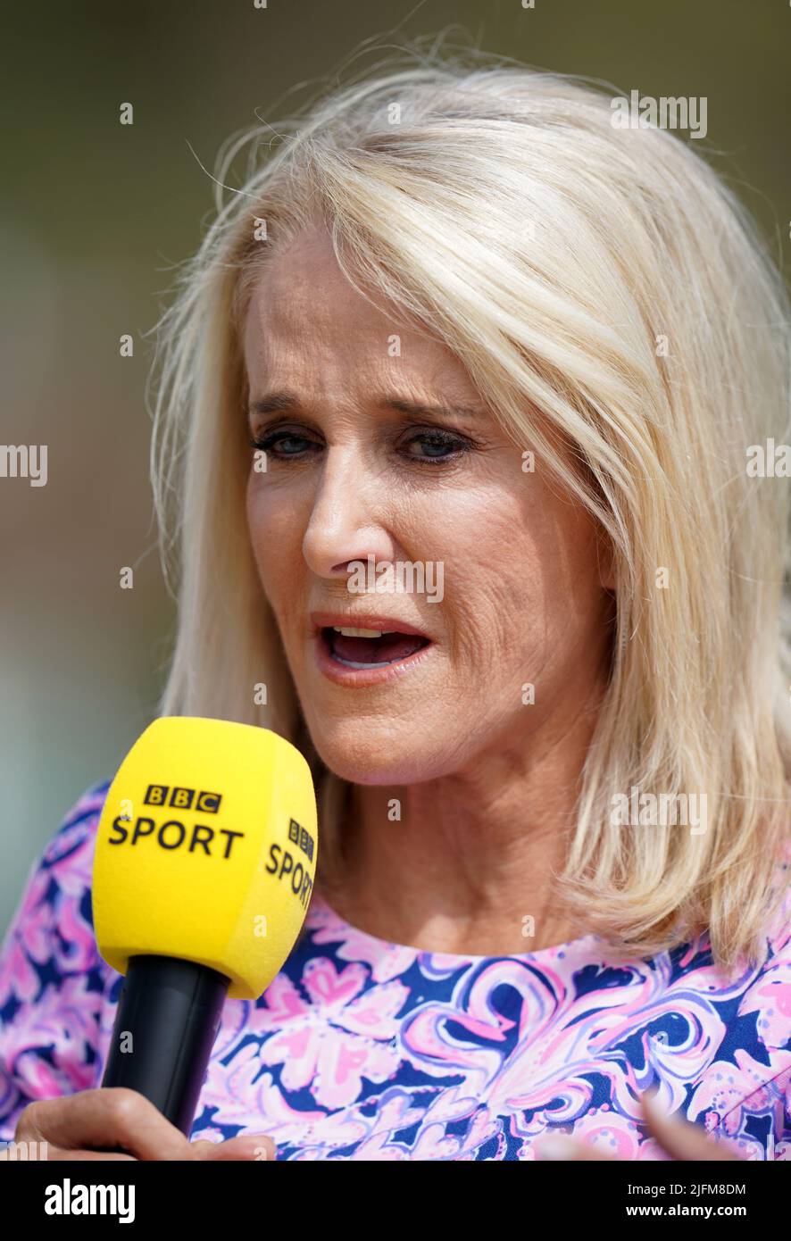 BBC Presenter Tracy Austin on day eight of the 2022 Wimbledon ...