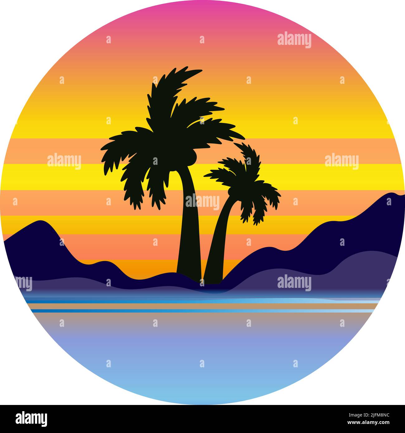 Sunset Palm Tree Clipart