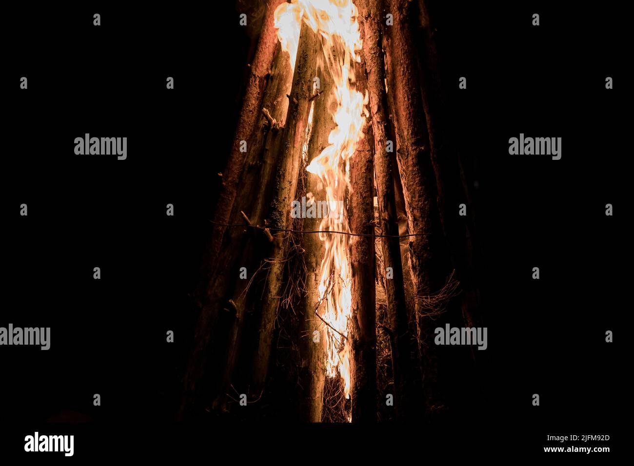 Fire flames in night. Blaze fire flame texture background. Fire flames ...