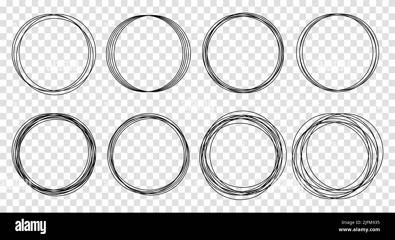 Creative vector illustration of hand drawing circle line sketch set ...