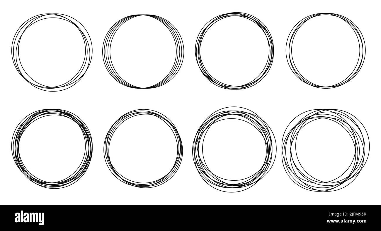Creative vector illustration of hand drawing circle line sketch set ...