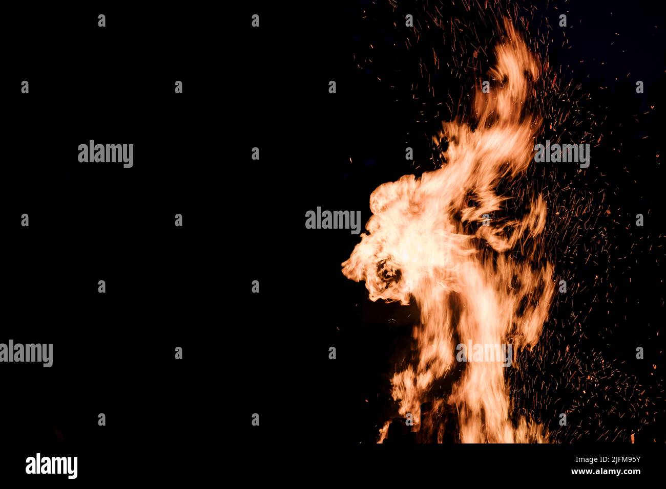 Fire flames on black background. abstract Burning big flame Stock Photo ...