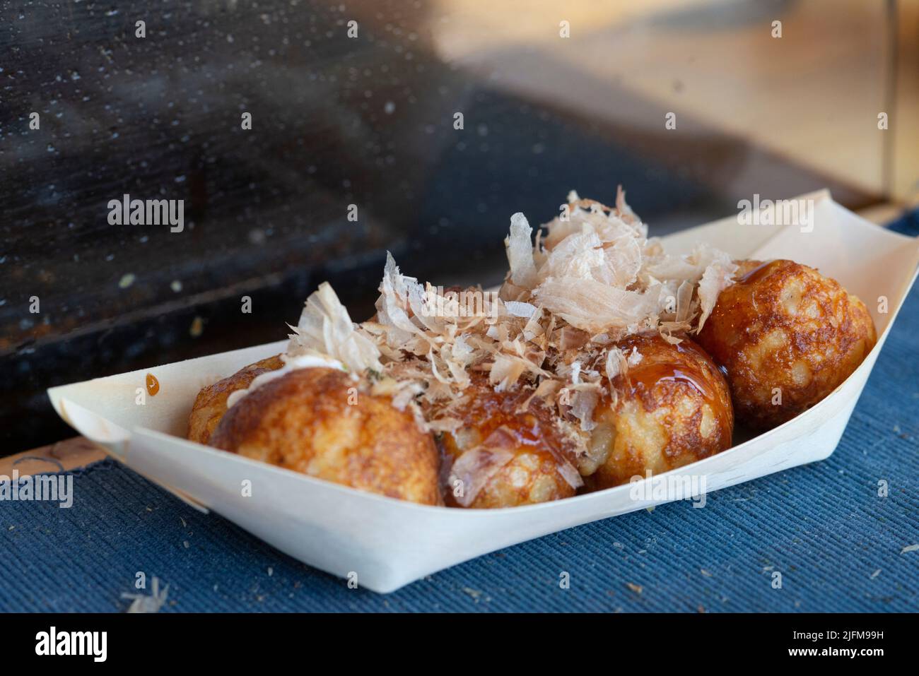 Takoyaki Famous Japanese Snack Food or Octopus Ball in Paper Box Stock ...