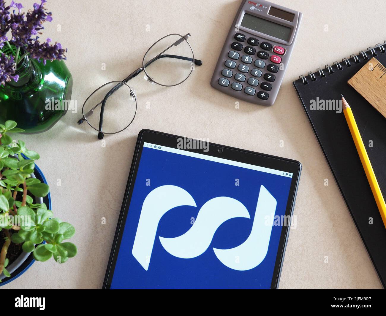 In this photo illustration Shanghai Pudong Development Bank logo seen ...