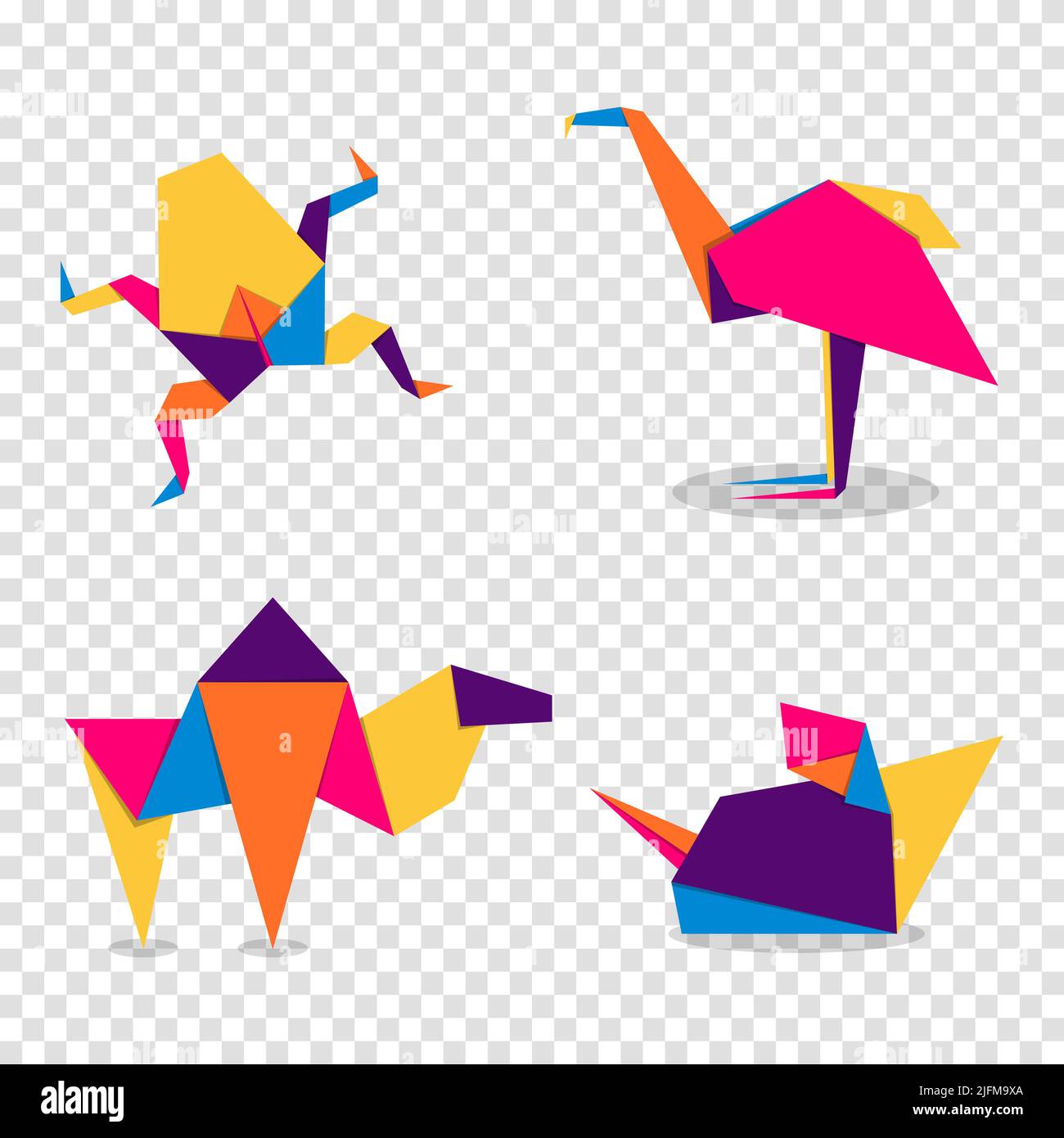 Set animals origami. Abstract colorful vibrant animals logo design ...