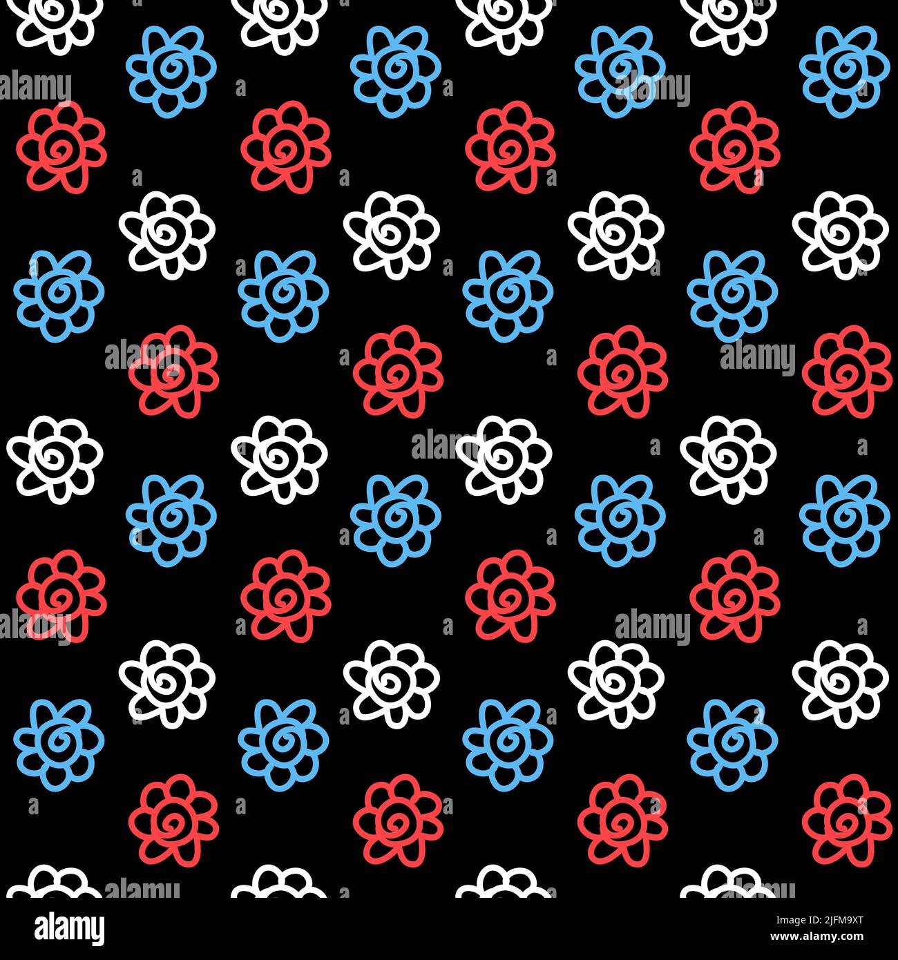 Contrast flower on a dark background seamless pattern for packaging and ...