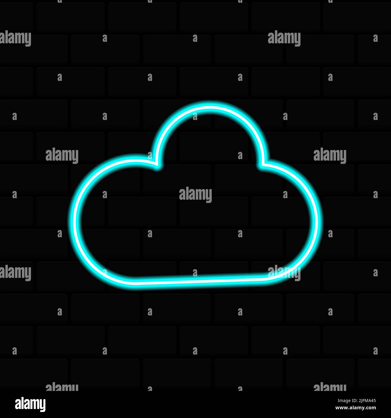 Neon cloud icon. Glowing neon cloud sign, outline technology pictogram ...