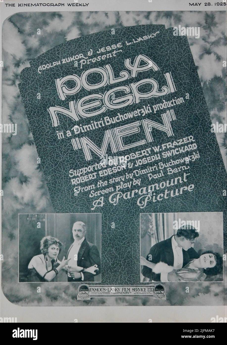 POLA NEGRI in MEN 1924 director / story DIMITRI BUCHOWETSKI screenplay ...