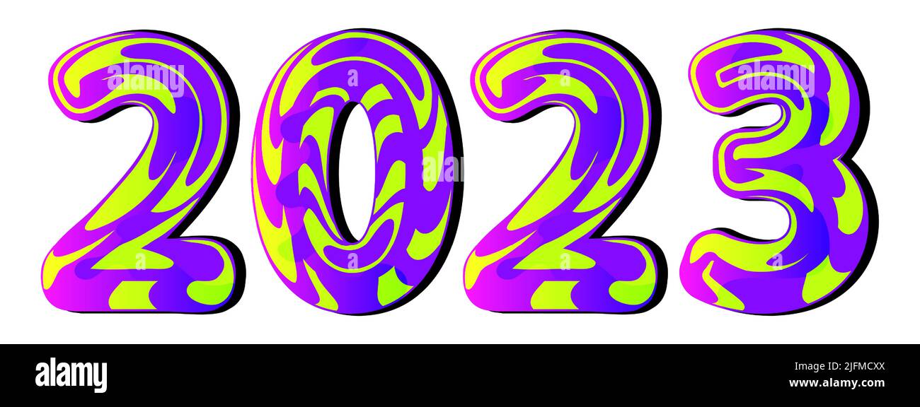 Vector Sylized metal color chrome liquid numbers 2023 Stock Vector ...