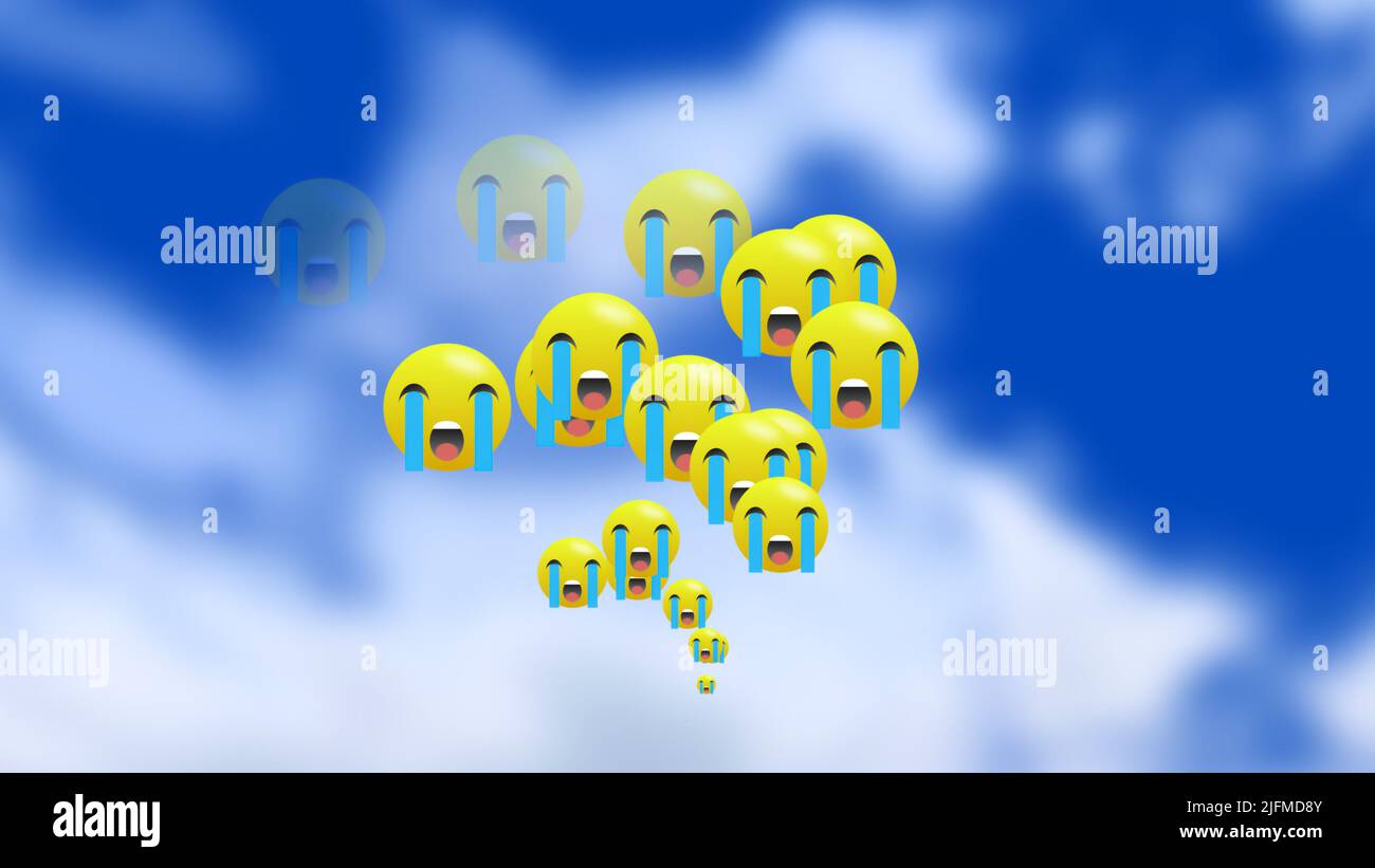 Sending cry emoji on internet animation with blue sky Stock Photo - Alamy