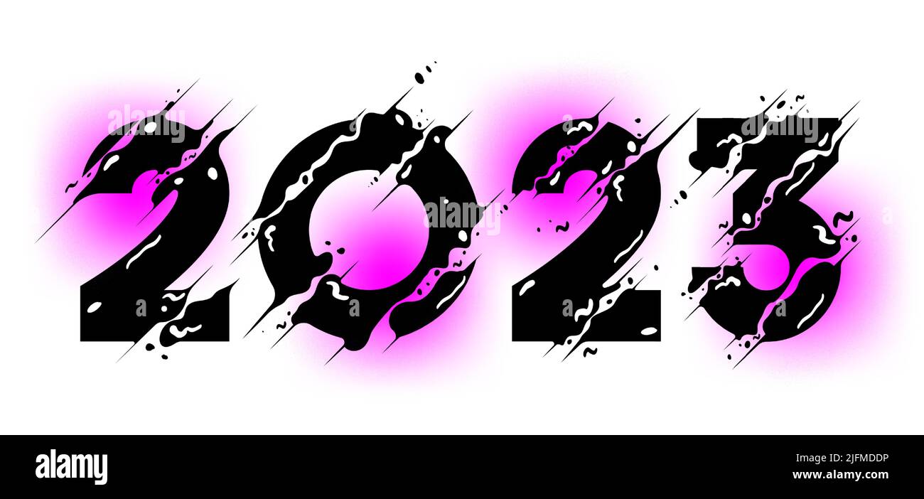 Shifted 2023 number design. Sliced liquify Modern Typography Stock ...