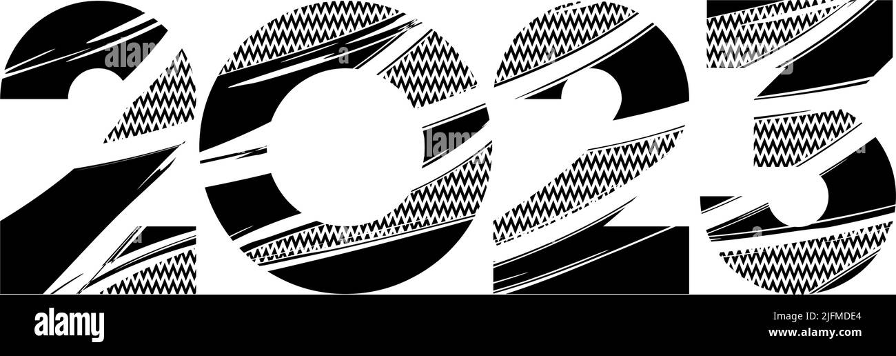 Shifted 2023 number design. Sliced pattern Modern Typography Stock ...