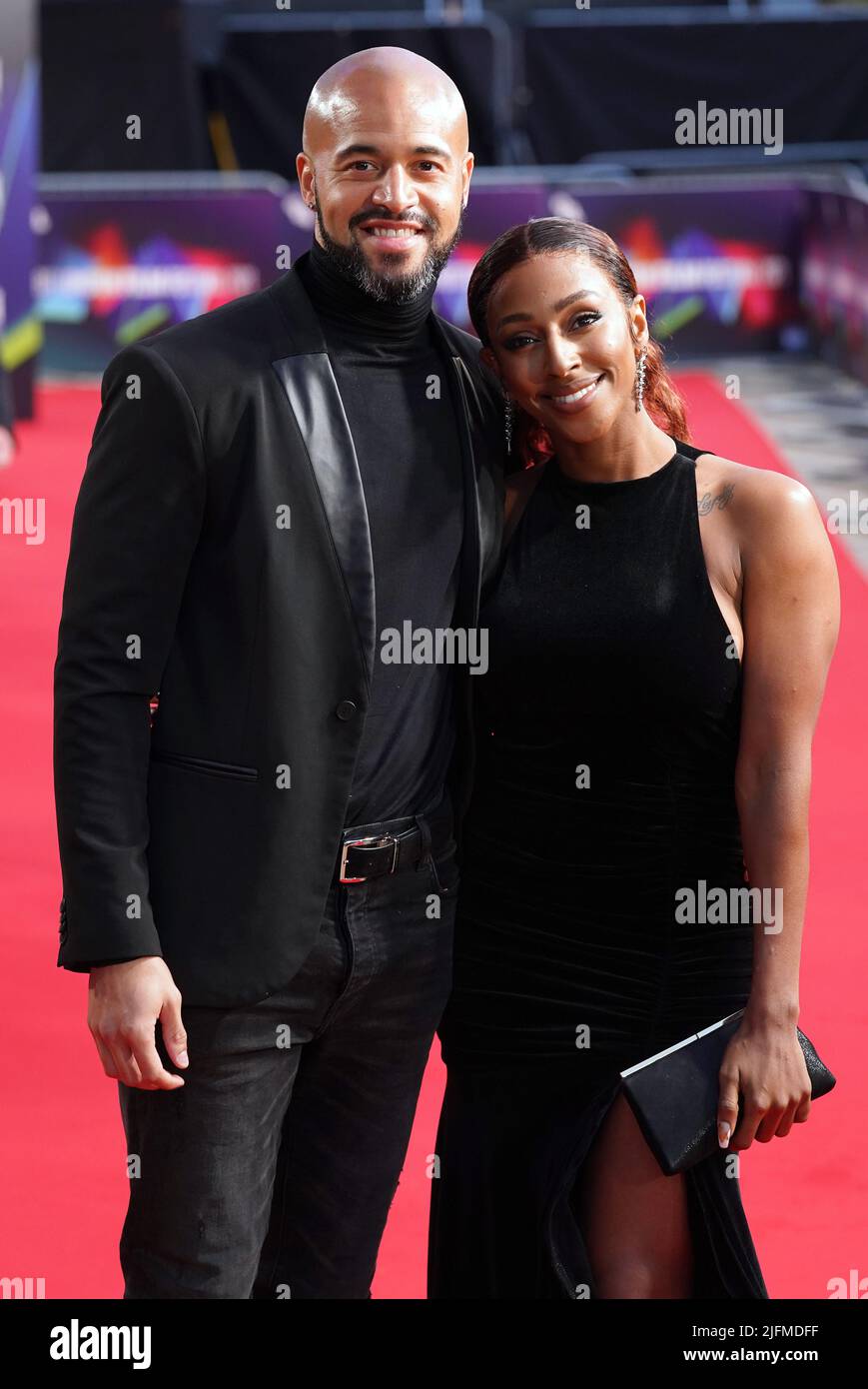File photo dated 15/10/21 of Darren Randolph and Alexandra Burke who ...