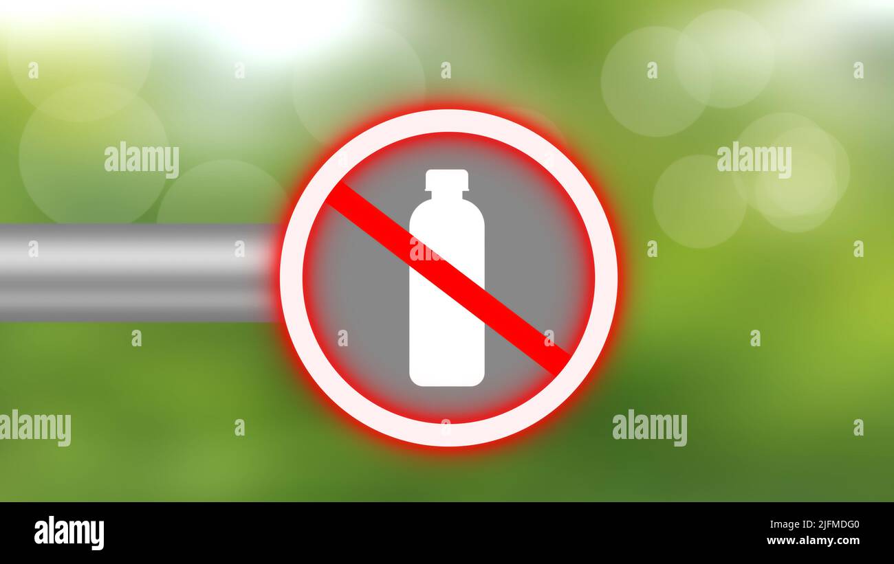Stop using plastic bottles sing on blur green background like traffic ...
