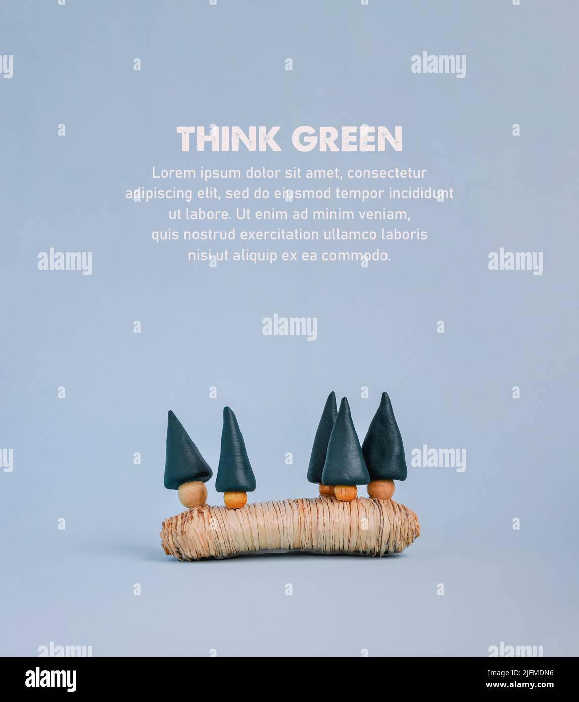 Eco-friendly planet. Symbolic forest made of clay. Minimal nature ...